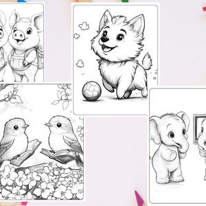 Cute Animal Coloring Pages | 10-page Daily Activity Coloring Book | 8 ...