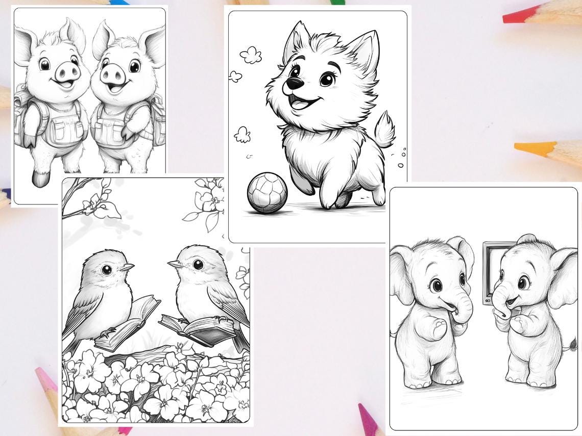 Cute Animal Coloring Pages | 10-page Daily Activity Coloring Book | 8 ...