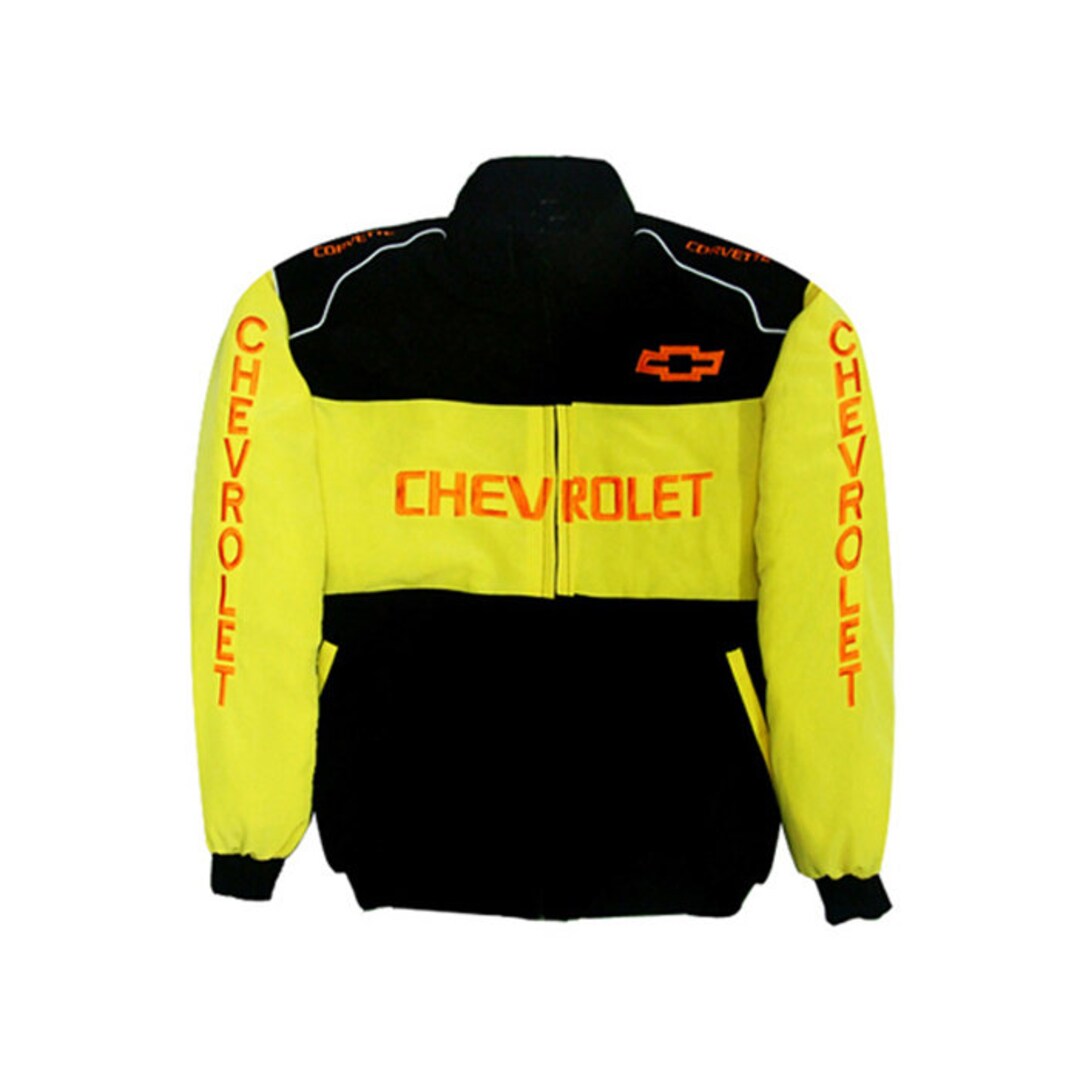 Chevy Chevrolet Racing Jacket Black and Yellow NASCAR Jacket Racer Gift ...