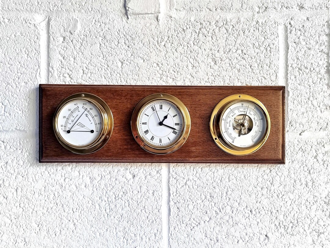 Vintage Barometer, Thermometer & Clock Set Nautical Wall Decor - Etsy
