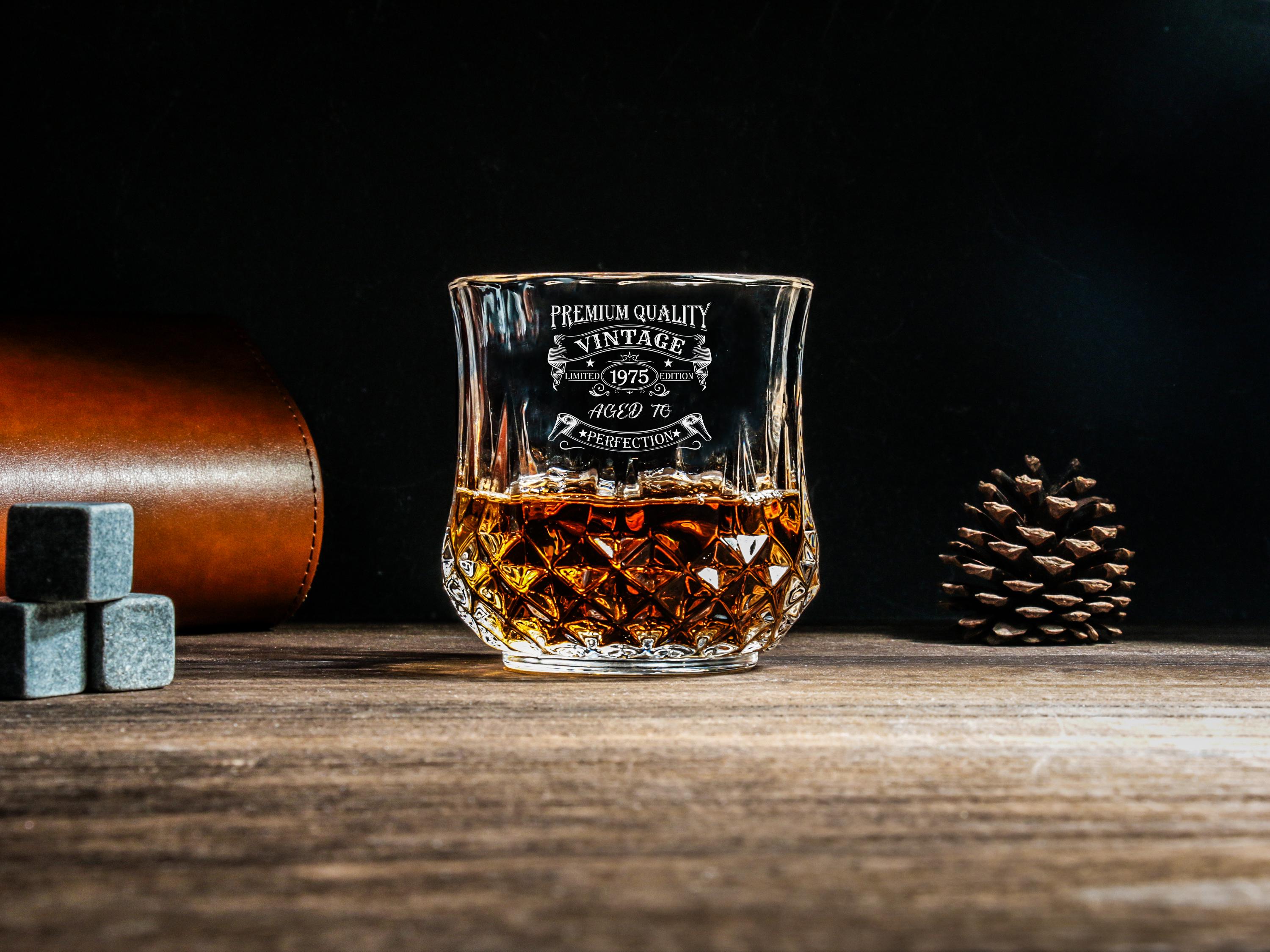 50th Birthday Gift Funny 50th Birthday Whiskey Glass - 49+1 Middle ...