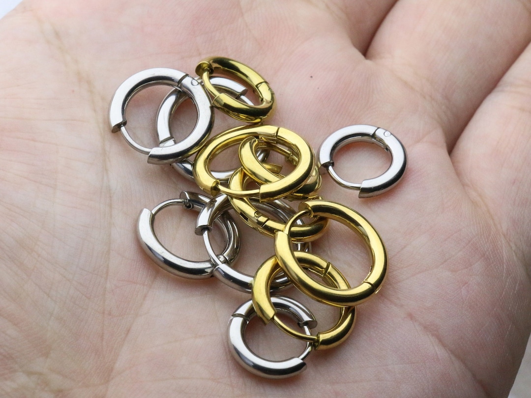 Multi Ring Stack for Stretched Ears | Stainless Steel Clicker Rings | Easy Open & Close ...
