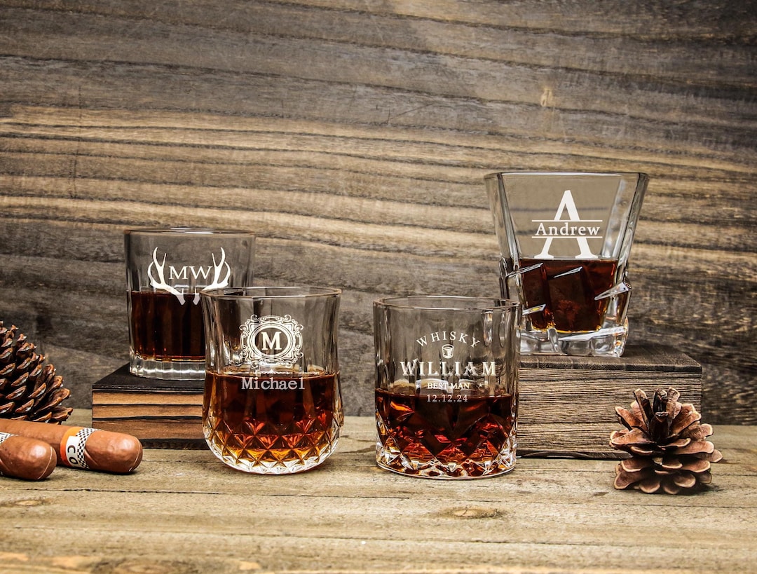 Whiskey Glasses Personalized,monogram Whiskey Glasses,handwriting on ...
