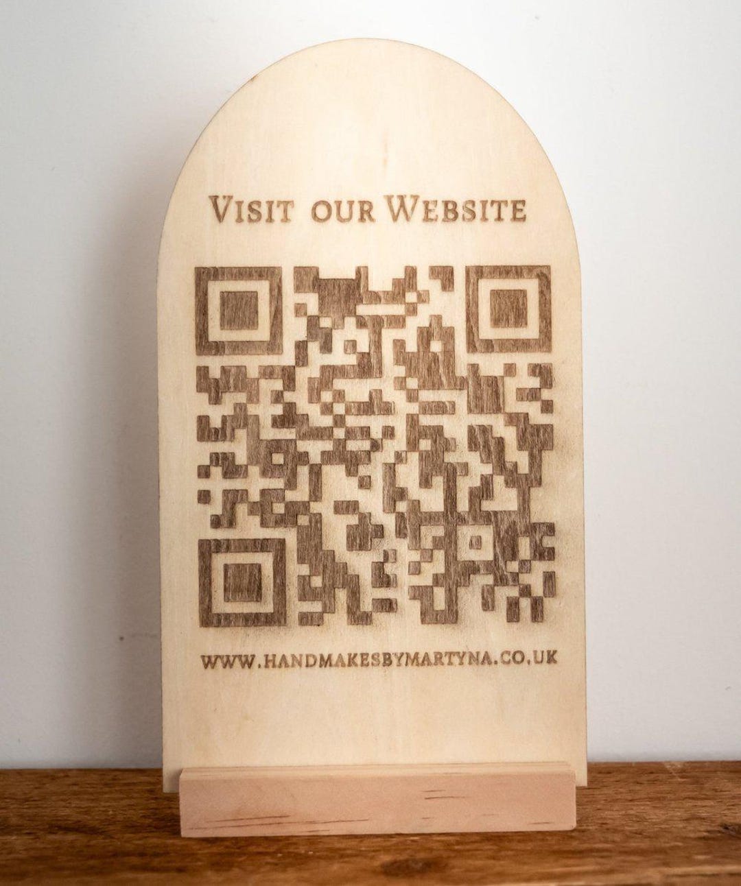 Laser Engraved Wooden QR Code Sign – Market Display With Stand - Etsy