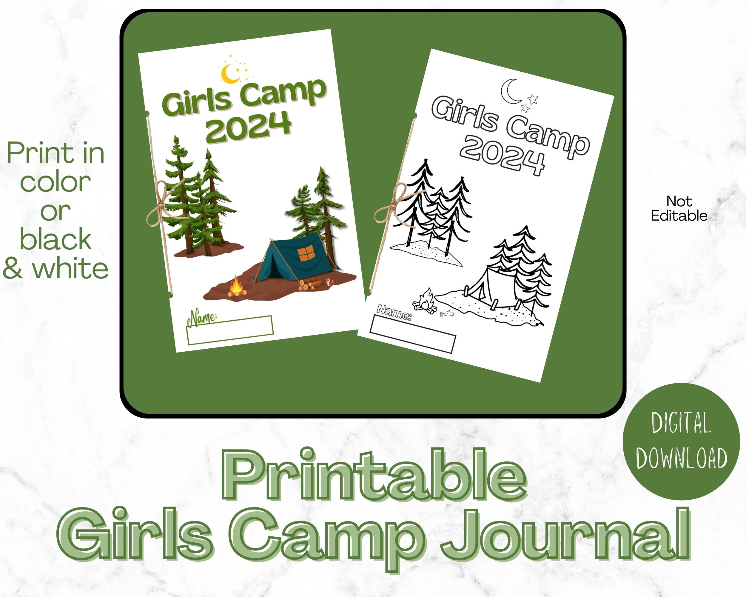 Printable Girls Camp Journal | Camp Journal | LDS Girls Camp | Digital ...