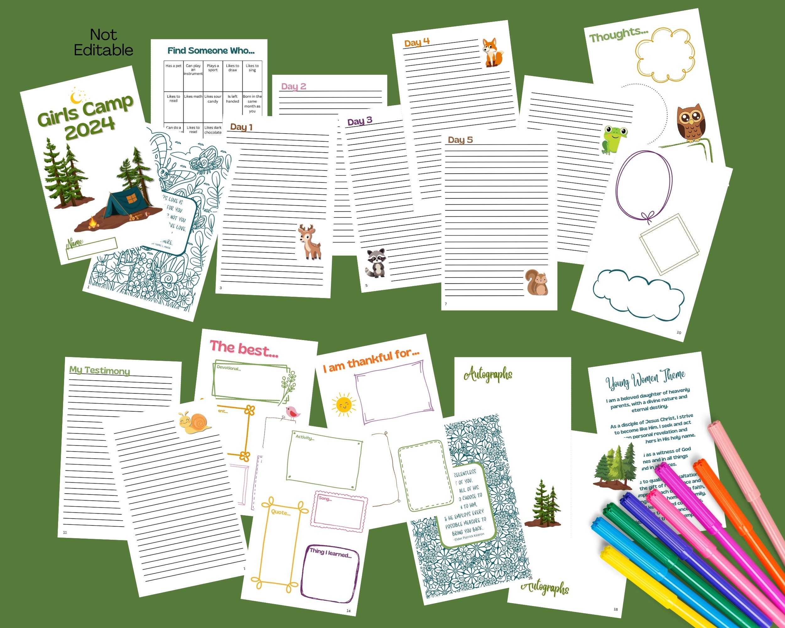 Printable Girls Camp Journal | Camp Journal | LDS Girls Camp | Digital ...