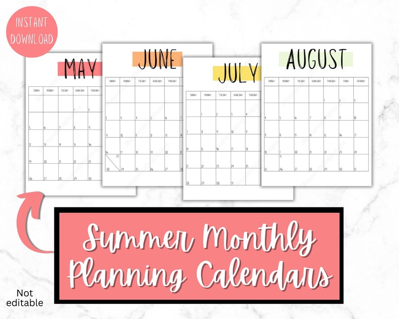 Printable Summer Kids Planner, 2024 Summer Calendar, Summer Chore Chart ...