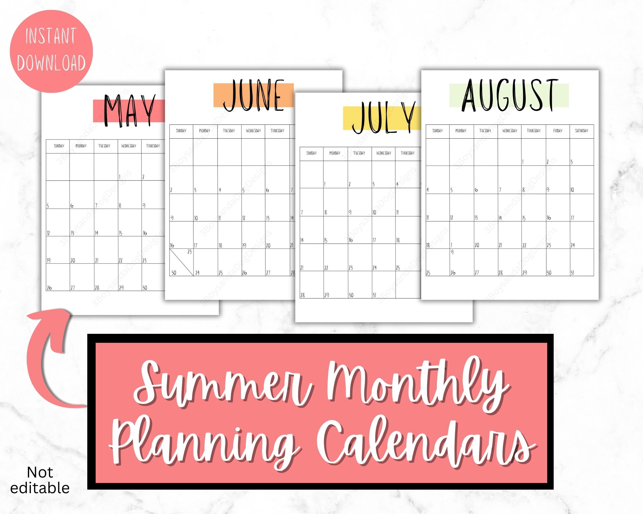 Printable Summer Kids Planner, 2024 Summer Calendar, Summer Chore Chart ...
