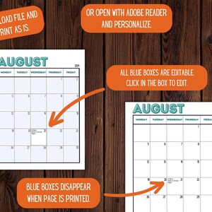 Editable School Year Calendar Printable 2024-2025 | Portrait Monthly ...