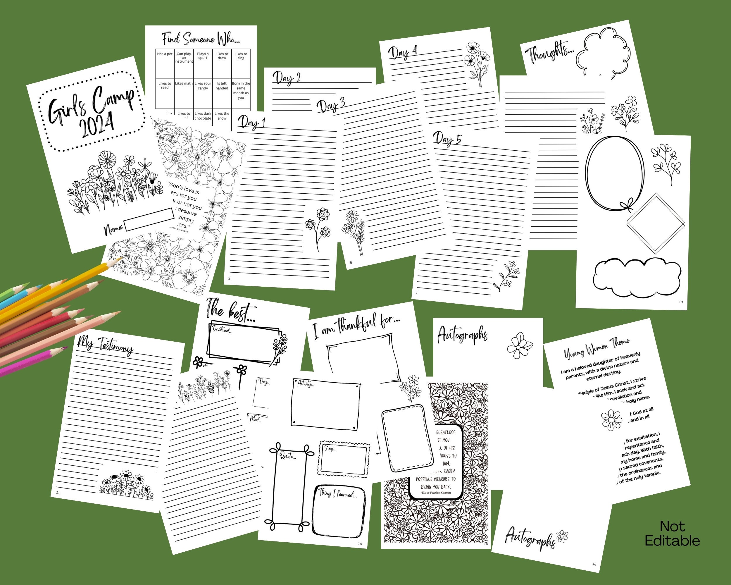 Printable Girls Camp Journal Camp Journal LDS Girls Camp Digital ...