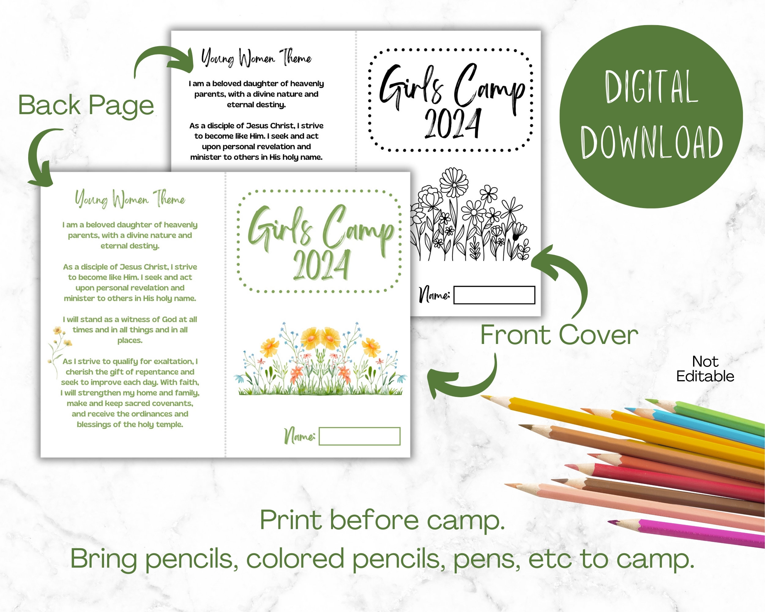 Printable Girls Camp Journal Camp Journal LDS Girls Camp Digital ...