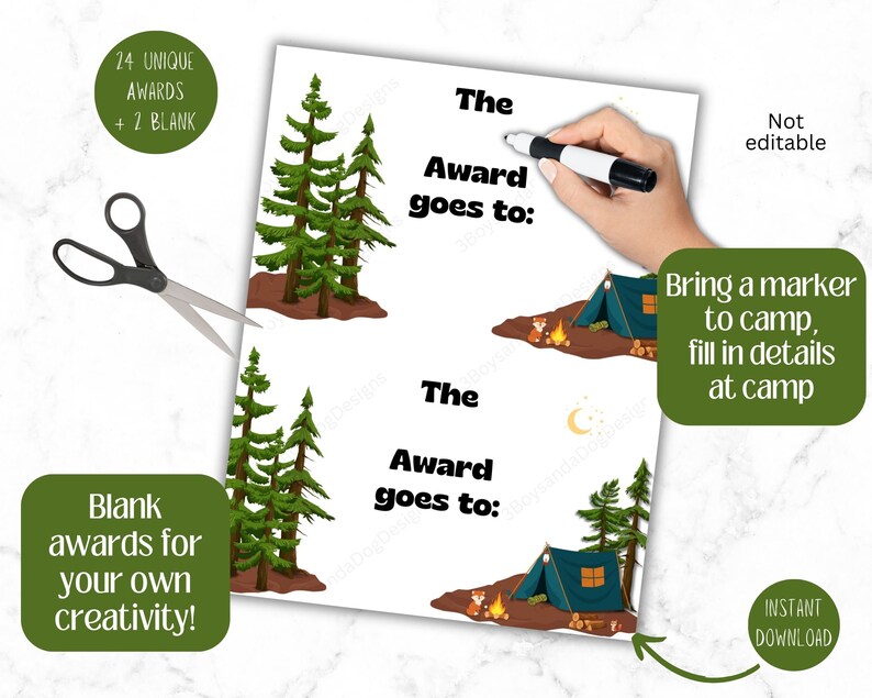 24 Unique Printable Girls Camp Awards + 2 Blank | Camp Awards | LDS ...