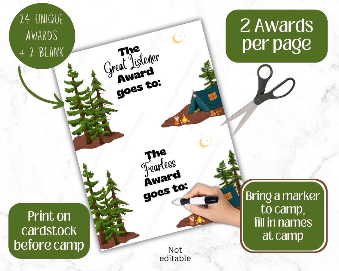 24 Unique Printable Girls Camp Awards + 2 Blank | Camp Awards | LDS ...