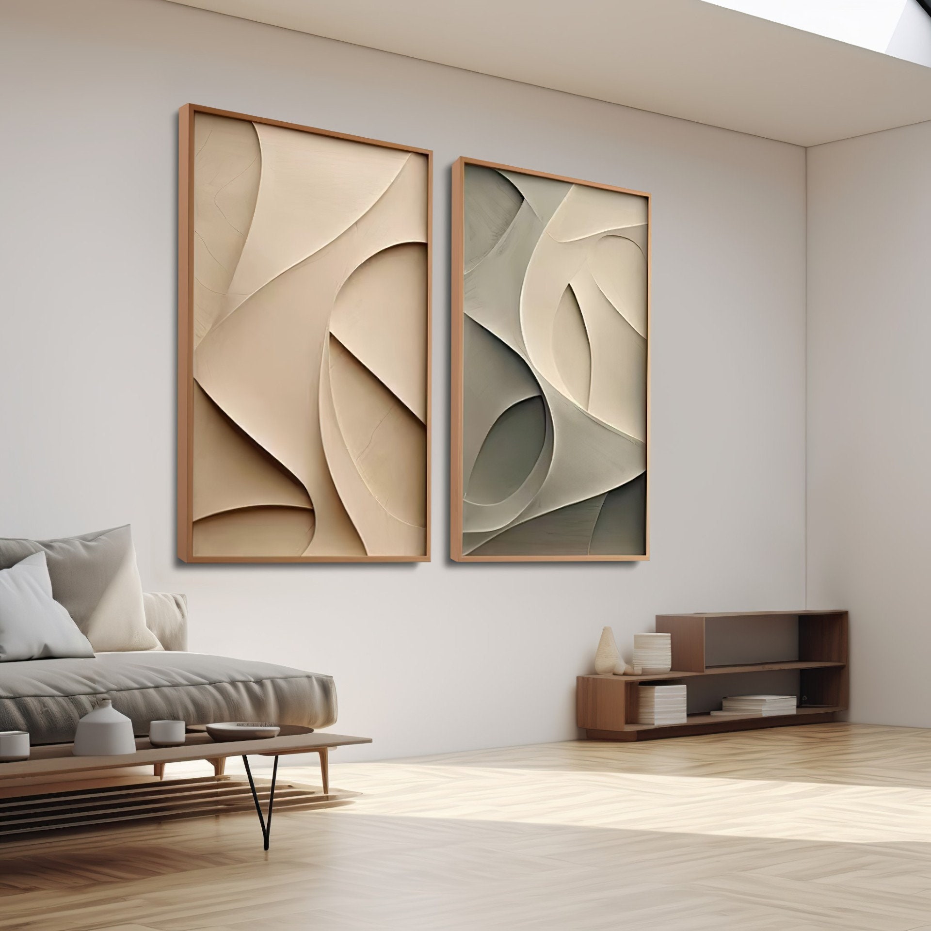 3D Abstract Wood Wall Art: Geometric Curved Panel Sculpture - Etsy
