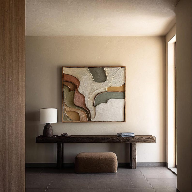 Hand Carved Wood Wall Art: Abstract Modern Sculpture, Neutral Tones - Etsy