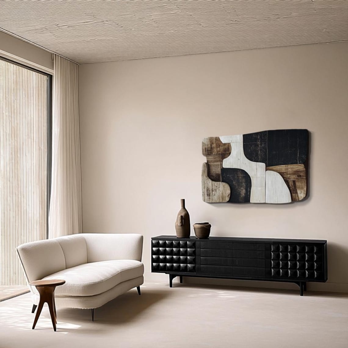 3D Wood Wall Sculpture: Modern Minimalist Art, Neutral Tones - Etsy