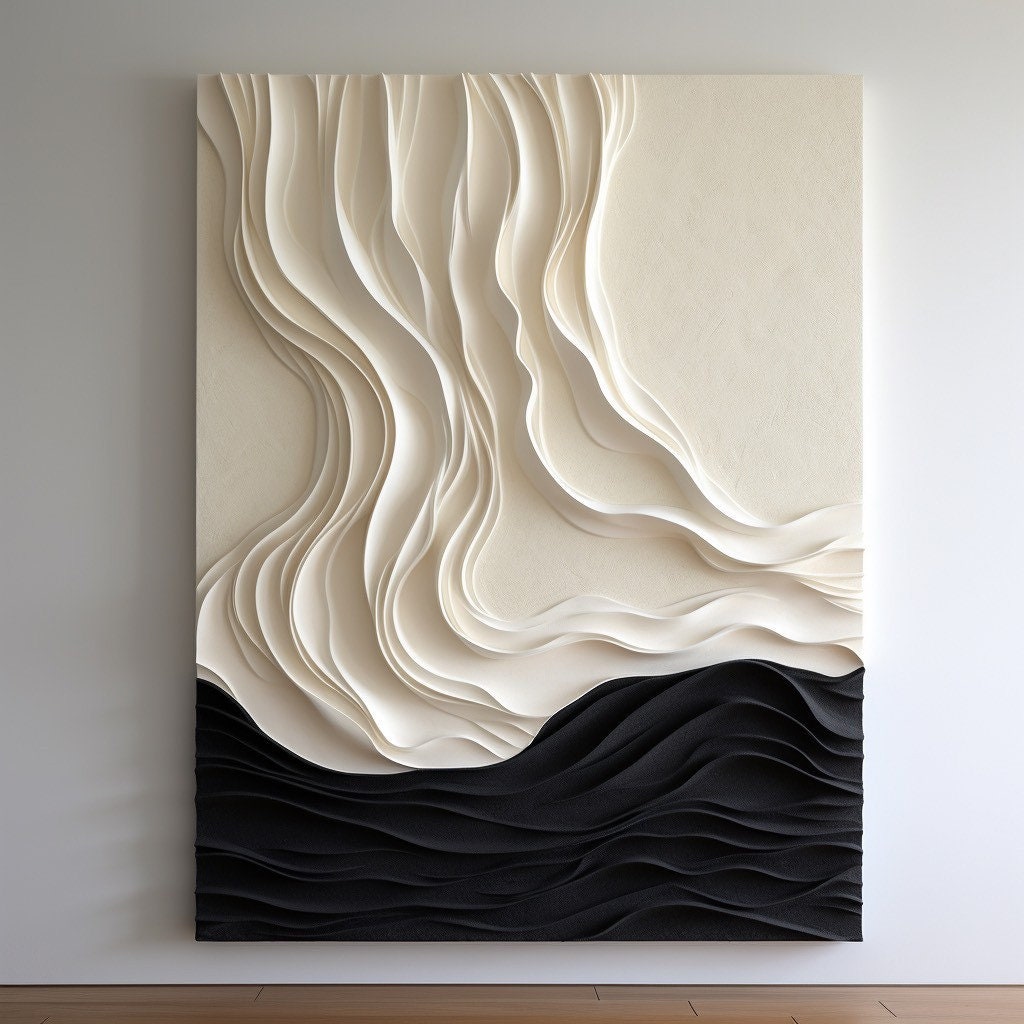 Textured Wave Wall Art: 3D Abstract Sculpture, Modern Expressionist ...