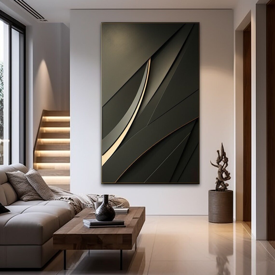 Modern Abstract Streamline Wall Art: Minimalist Flowing Line Sculpture ...