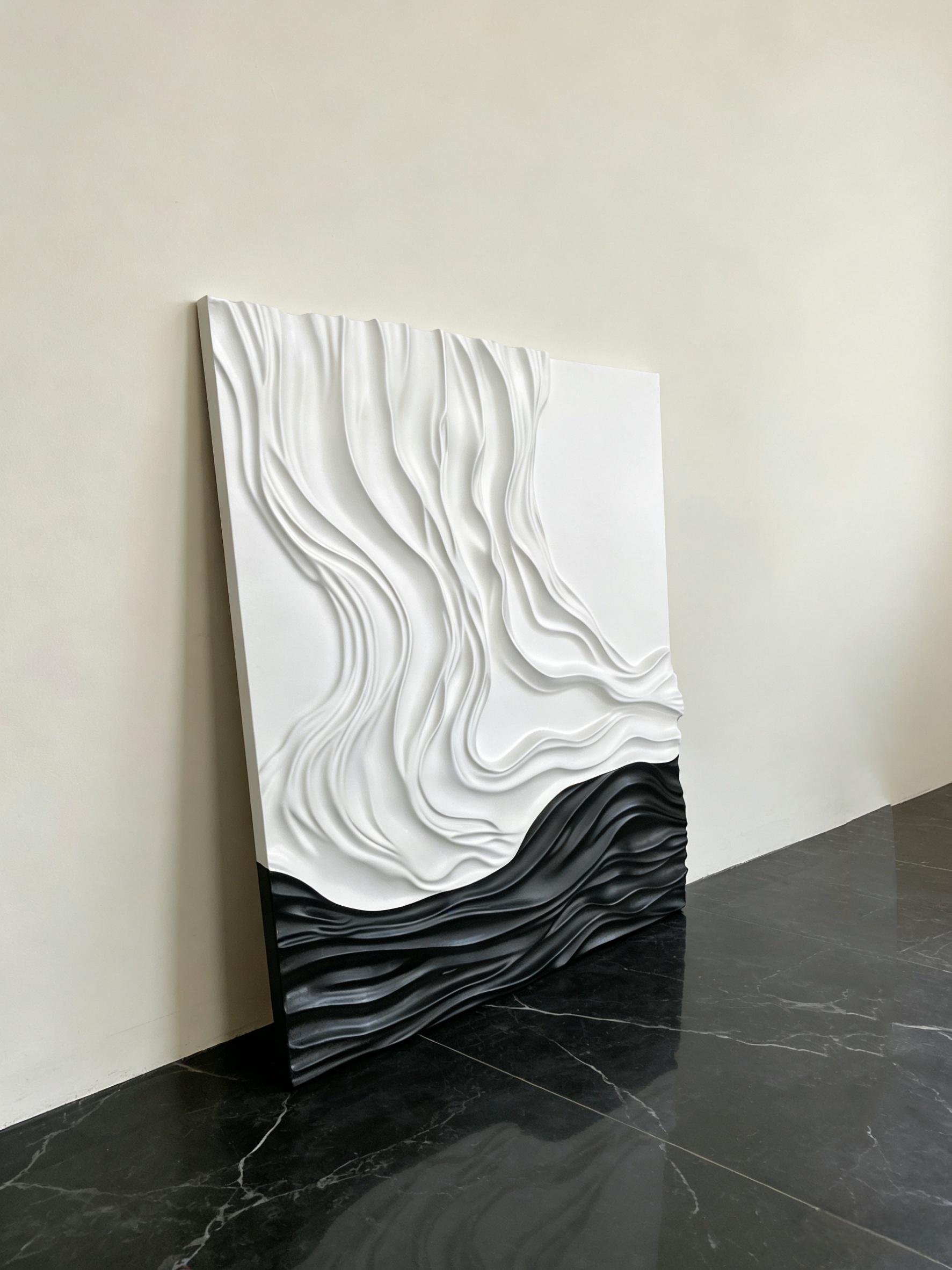 Textured Wave Wall Art: 3D Abstract Sculpture, Modern Expressionist ...