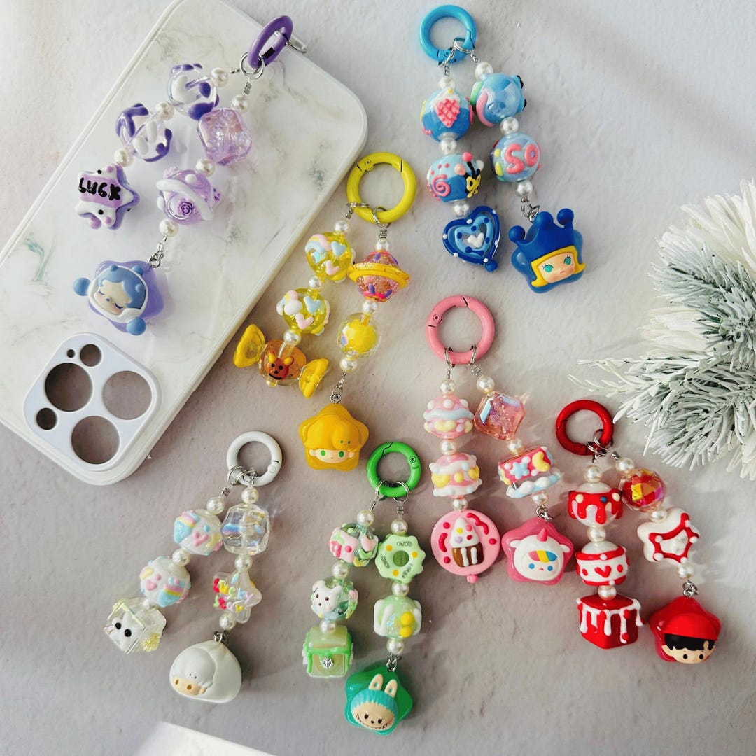 Cute Popmart Pop Bean Keychain Handmade Popbean Phone Charm - Etsy