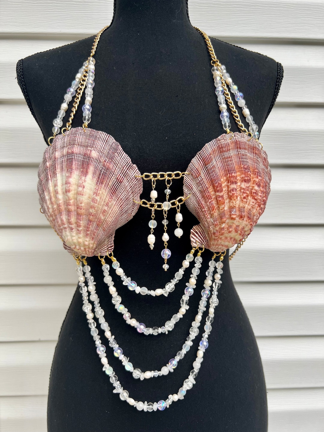 White Pearl Seashell Mermaid Bra Handmade With Real Pearls and Natural ...