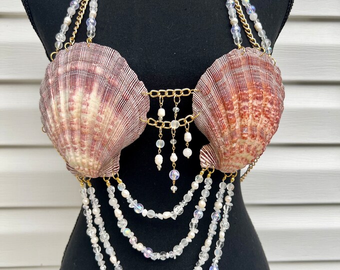 White Pearl Seashell Mermaid Bra - Handmade With Real Pearls and ...