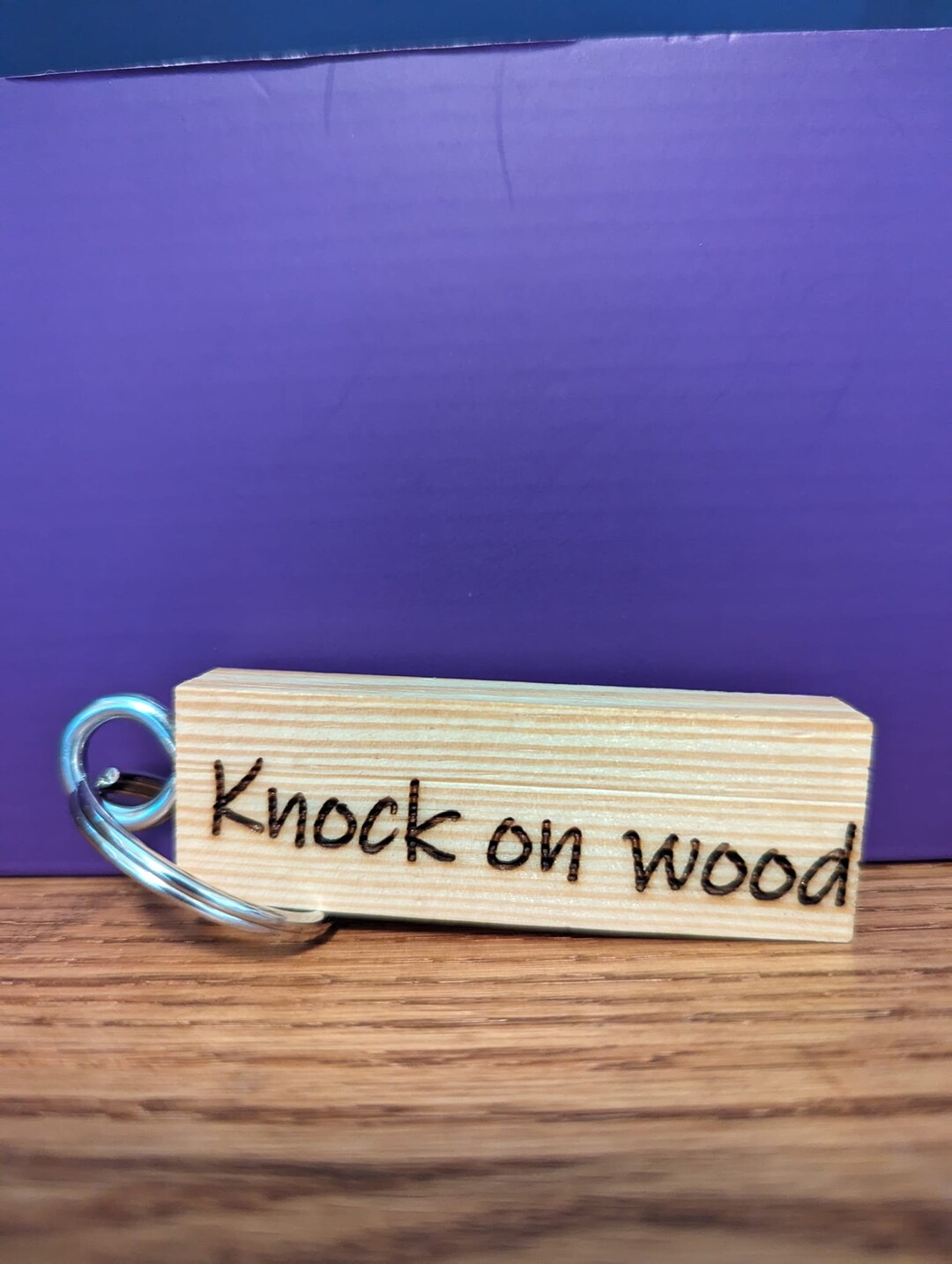 Knock on Wood Funny Engraved Keychain - Etsy UK
