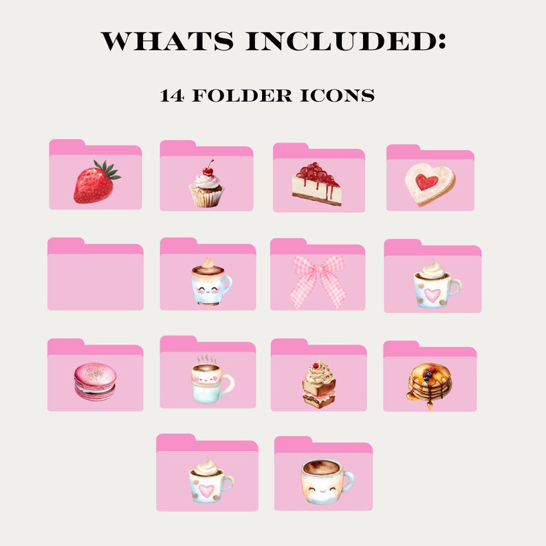 Cute Aesthetic Desktop Folder Icon Pack for MAC Desktop Folder Icons ...