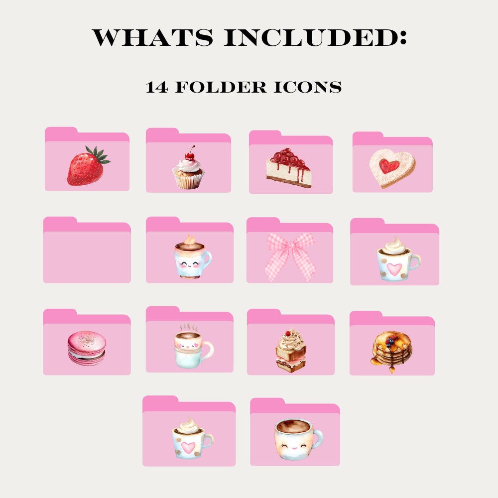 Cute Aesthetic Desktop Folder Icon Pack for MAC Desktop Folder Icons ...