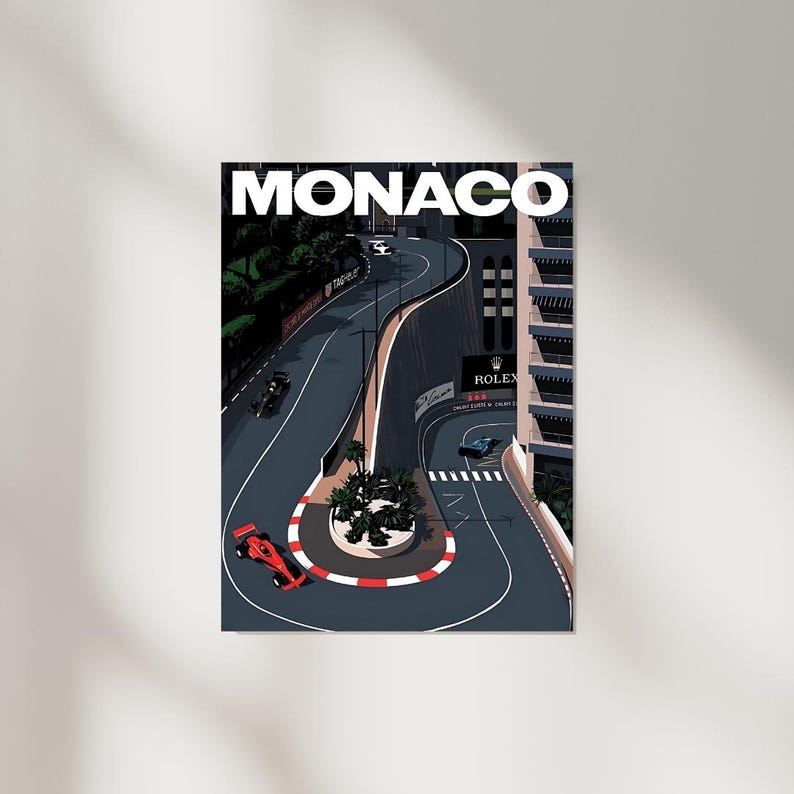 Monaco Grand Prix Y2K Racing Poster | Retro Aesthetic Travel Print ...