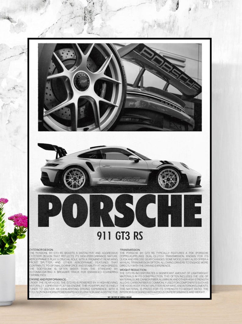Vintage Porsche 911 GT3 RS Poster Digital Download Y2K Aesthetic Retro ...