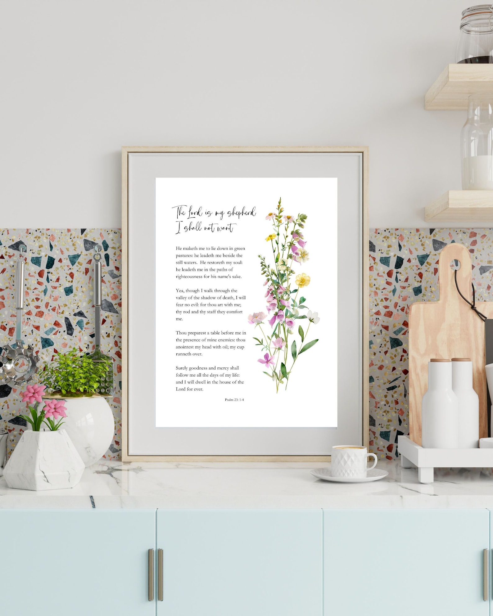 Bible Verse Psalm 23 Wall Art, Christian Printable Poster, Scripture ...