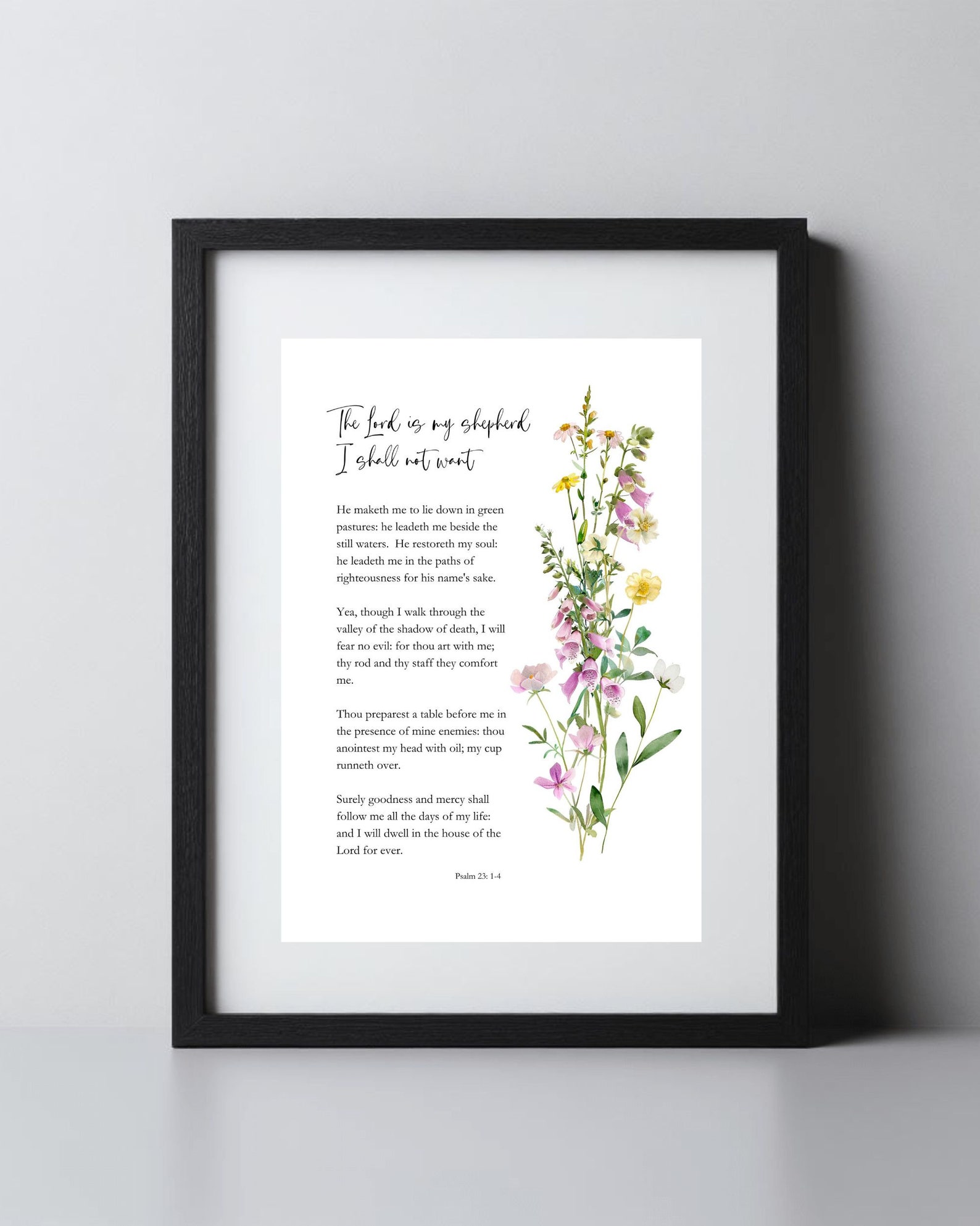 Bible Verse Psalm 23 Wall Art, Christian Printable Poster, Scripture ...