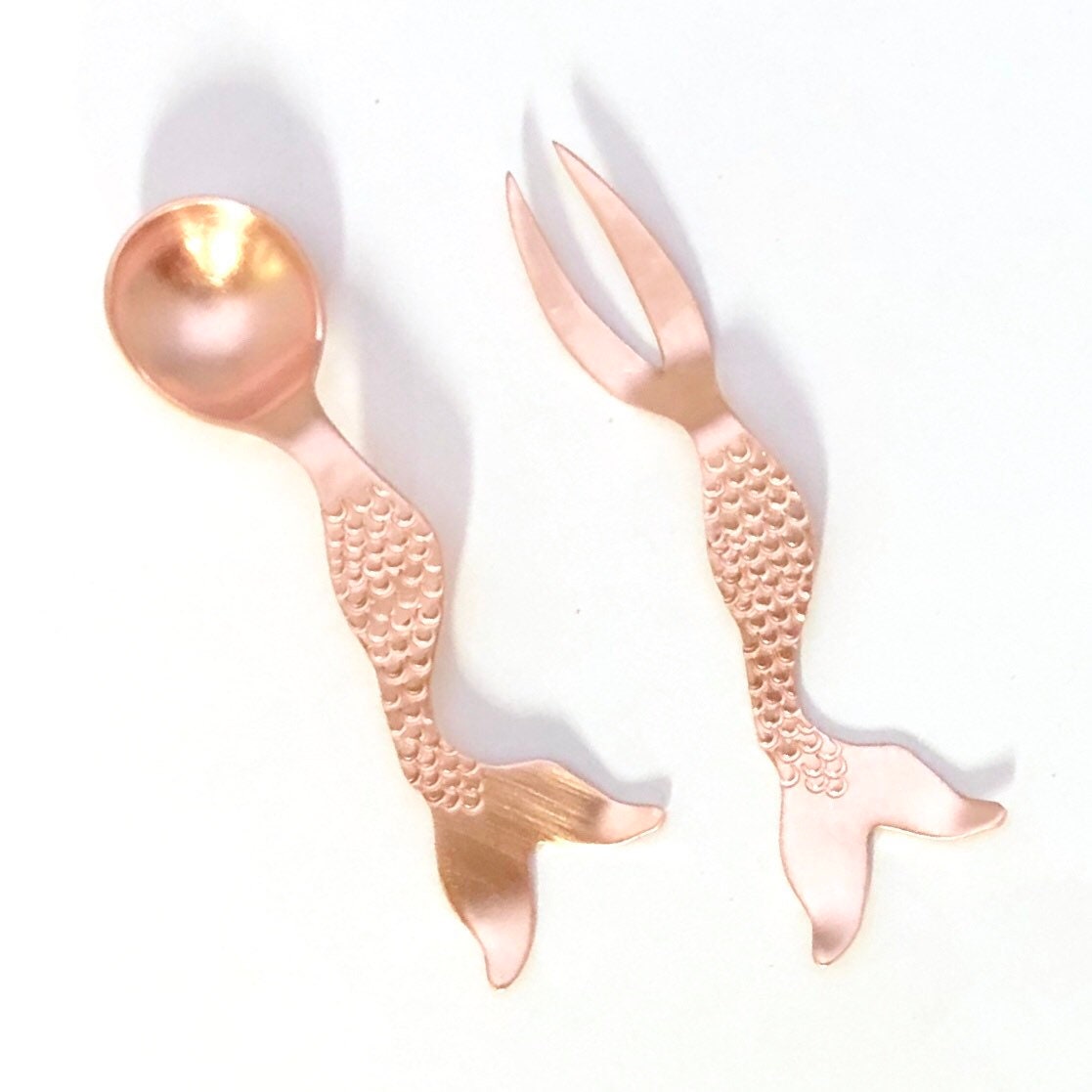 Copper Mermaid Tail Salt Spoon - Olive Fork - Unusual Gift ...