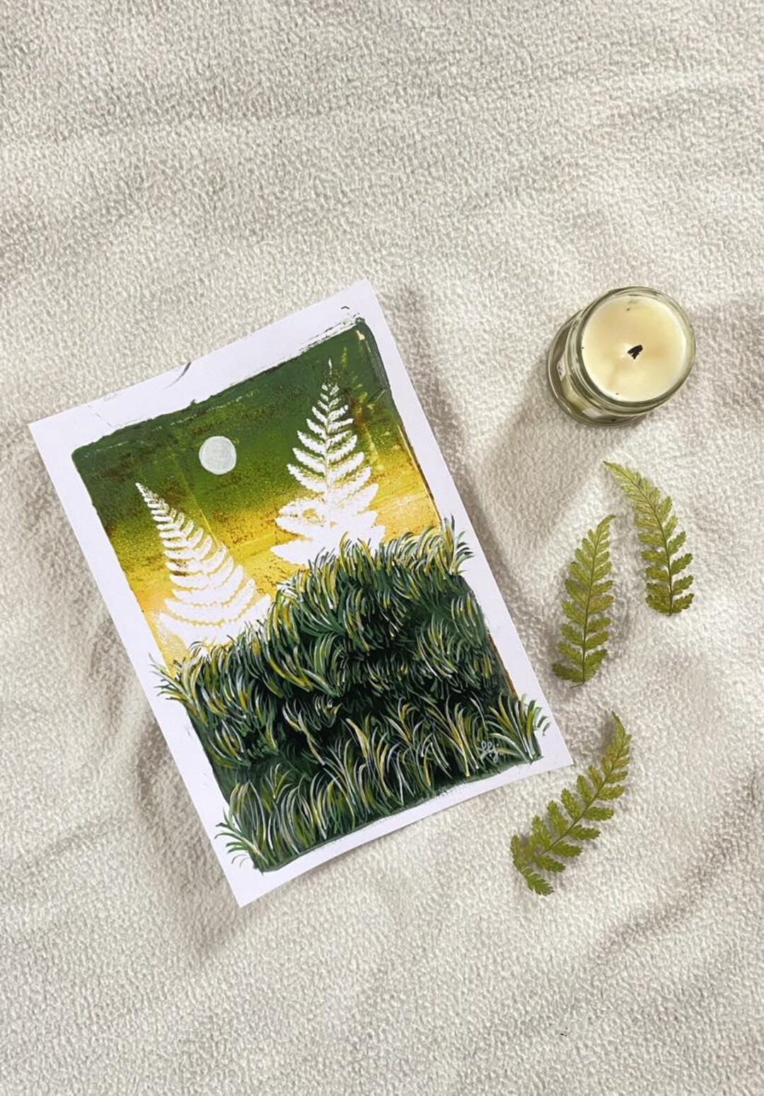 Fern Print, Original Artwork, Moonlight, Plant Print, Wall Art ...
