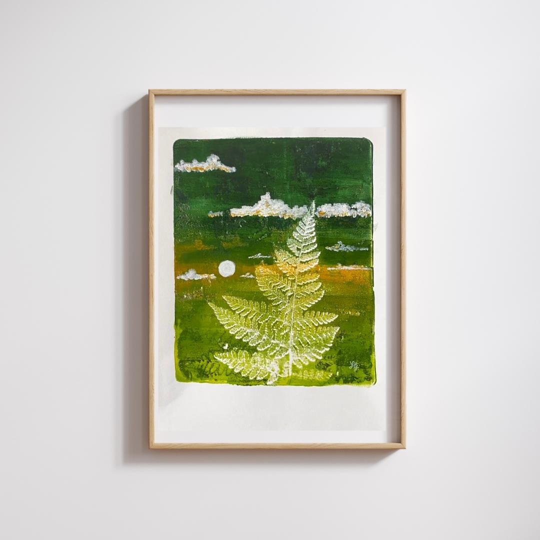 Large Fern Print, Original Artwork, Moonlight, Plant Print, Wall Art ...