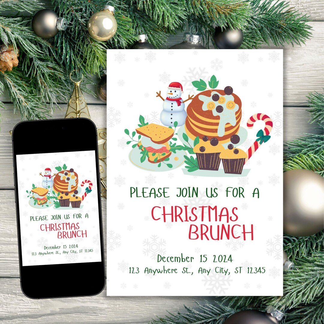 Editable Christmas Brunch Invitation Template, Christmas Invitation ...