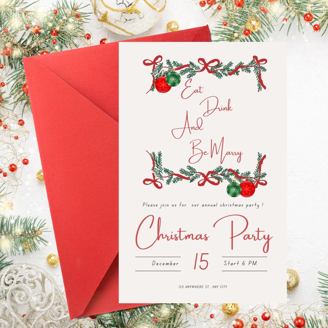 Editable Christmas Party Invitation, Holiday Party, Christmas Party ...