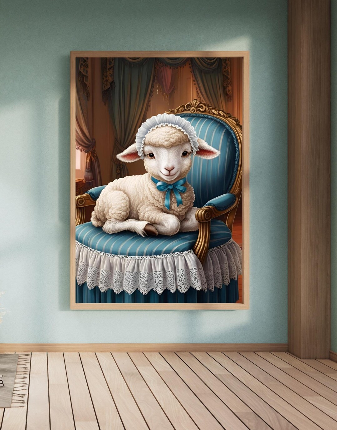 Vintage Lamb Art,room Wall Decor,victorian Lamb Unique Home Art, Kids ...