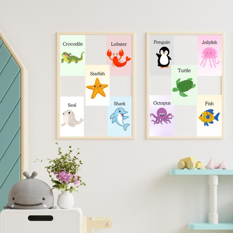 Sea Animals Printable Flashcard for Kids,educational Ocean Creature ...