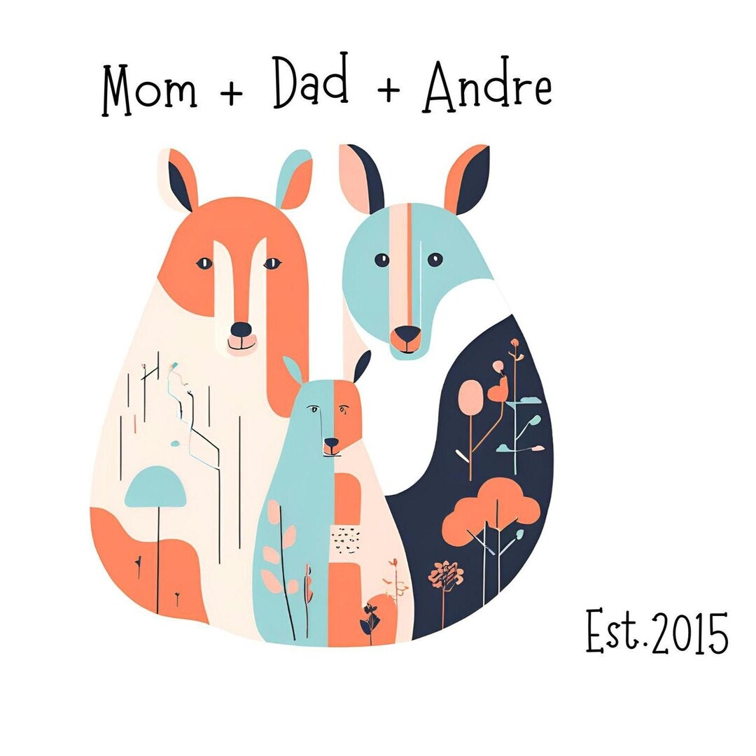 Editable Family of 3 Abstract Portrait Print,personalized Gift for ...