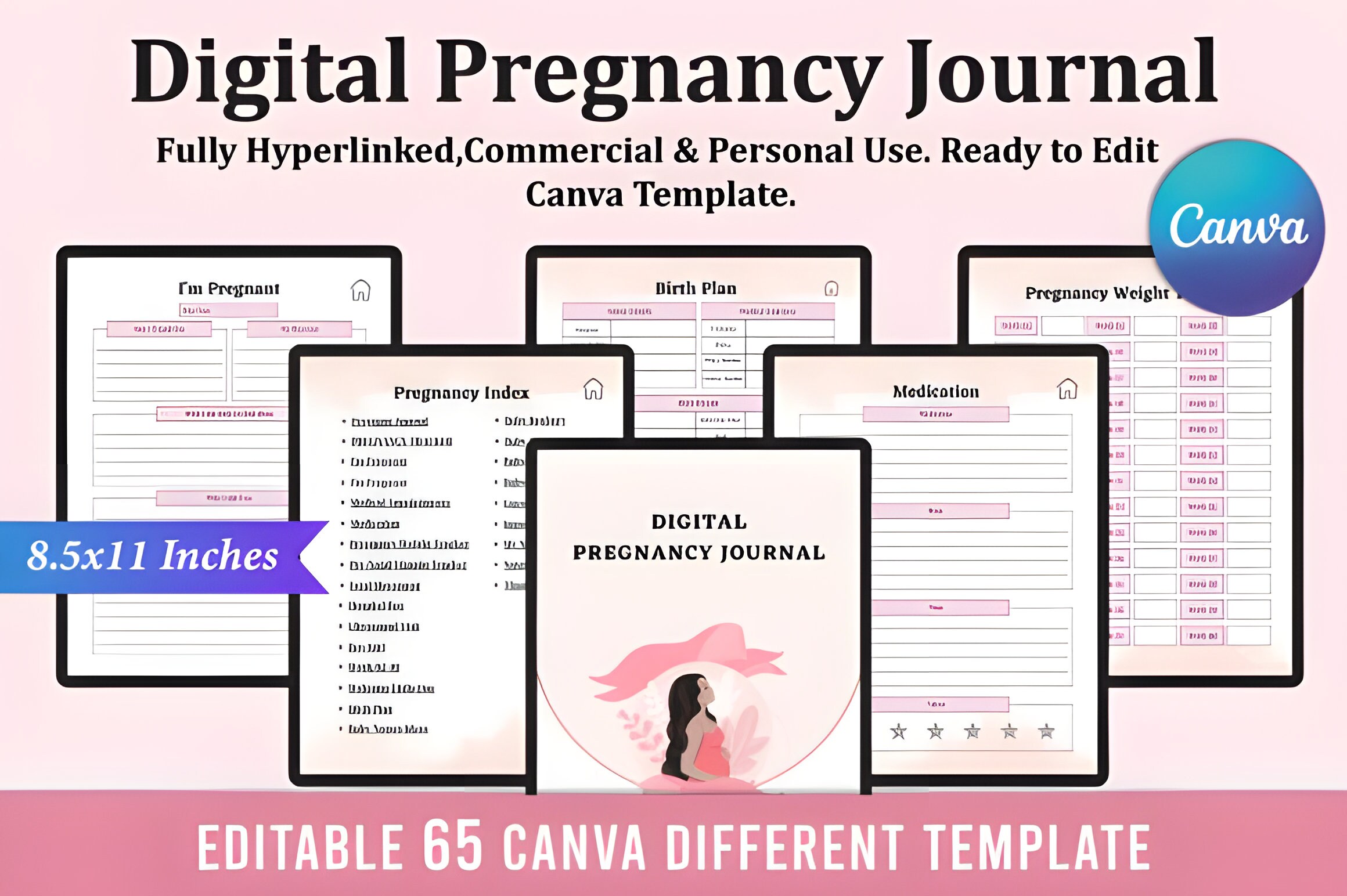 Editable Digital Pregnancy Journal, Pregnancy Journal Template - Etsy