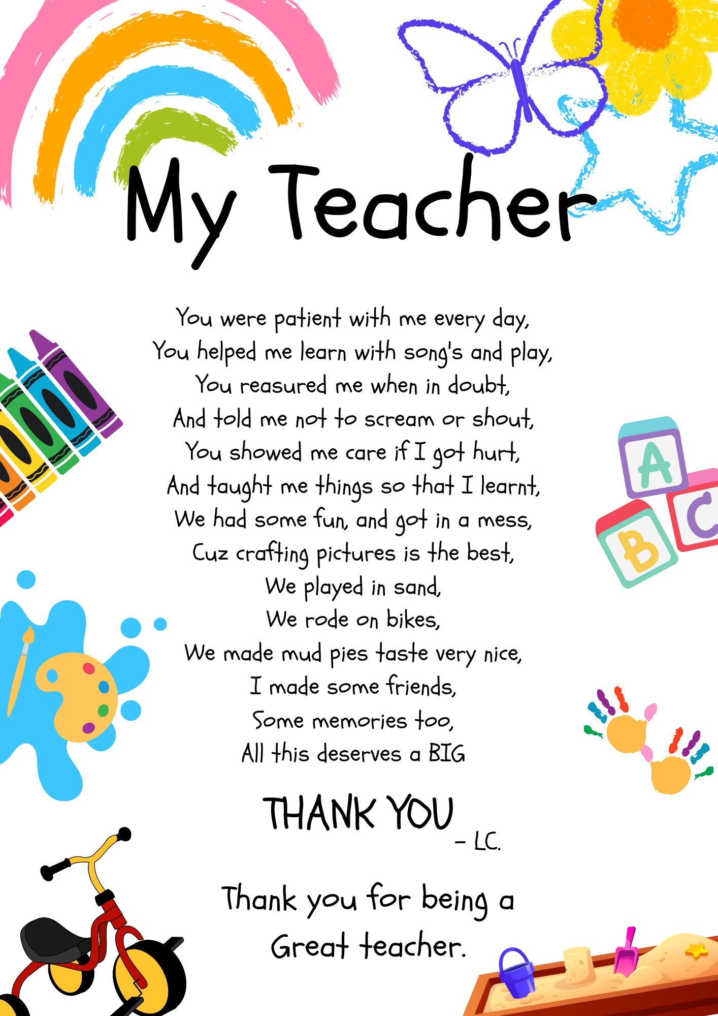 Thank You Teacher, Printable. - Etsy
