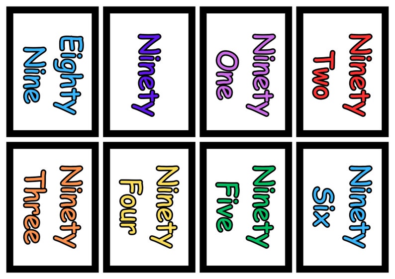 Written Numbers 1 to 100, Flashcards. - Etsy