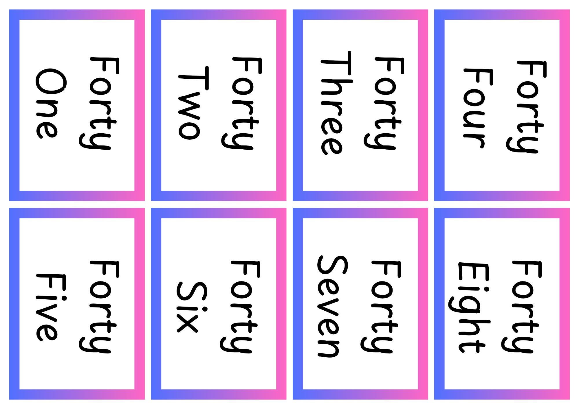 Number Words, Flashcards - Etsy