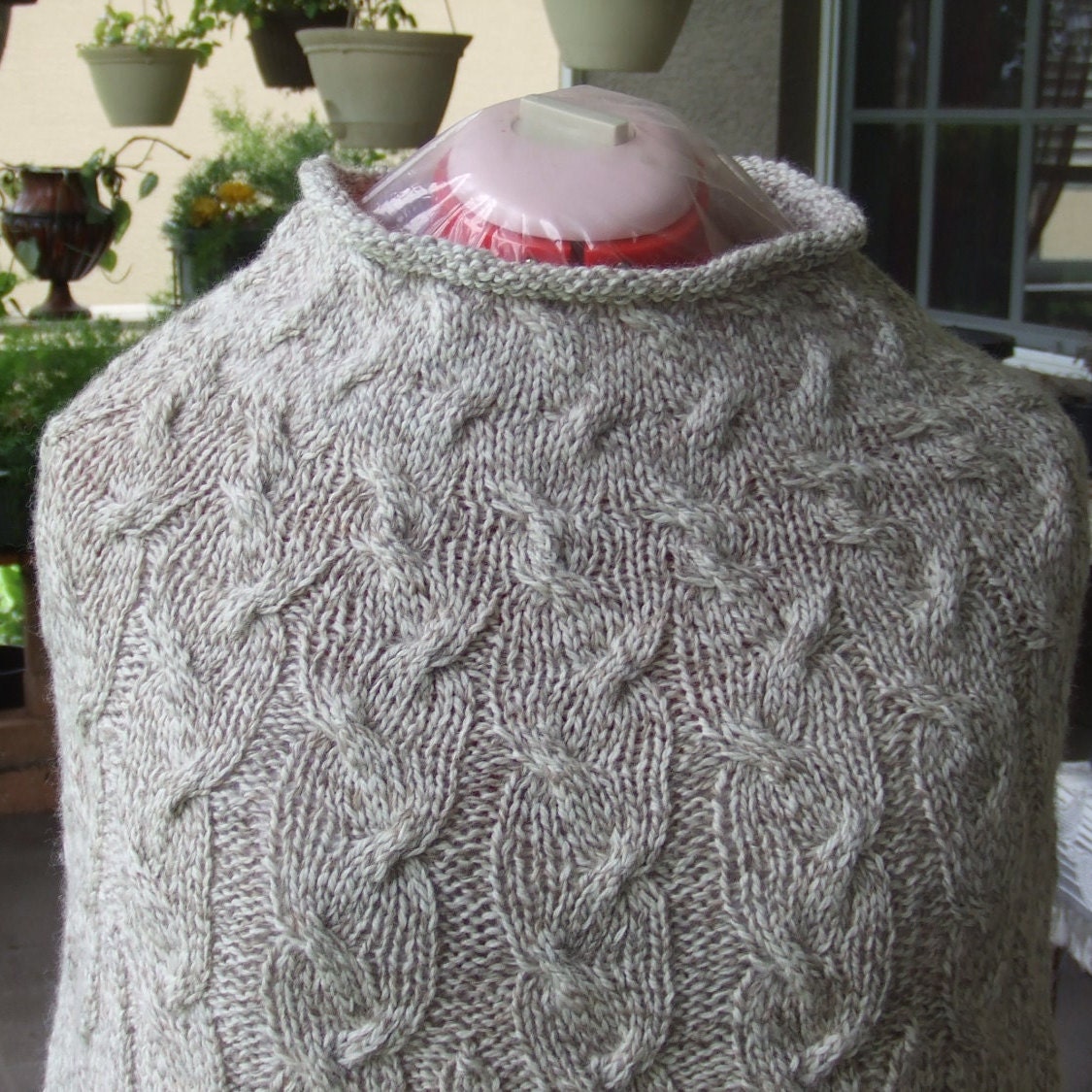 Knitting Pattern Cascading Cables Poncho With Ribbed Wrist Cuffs ...