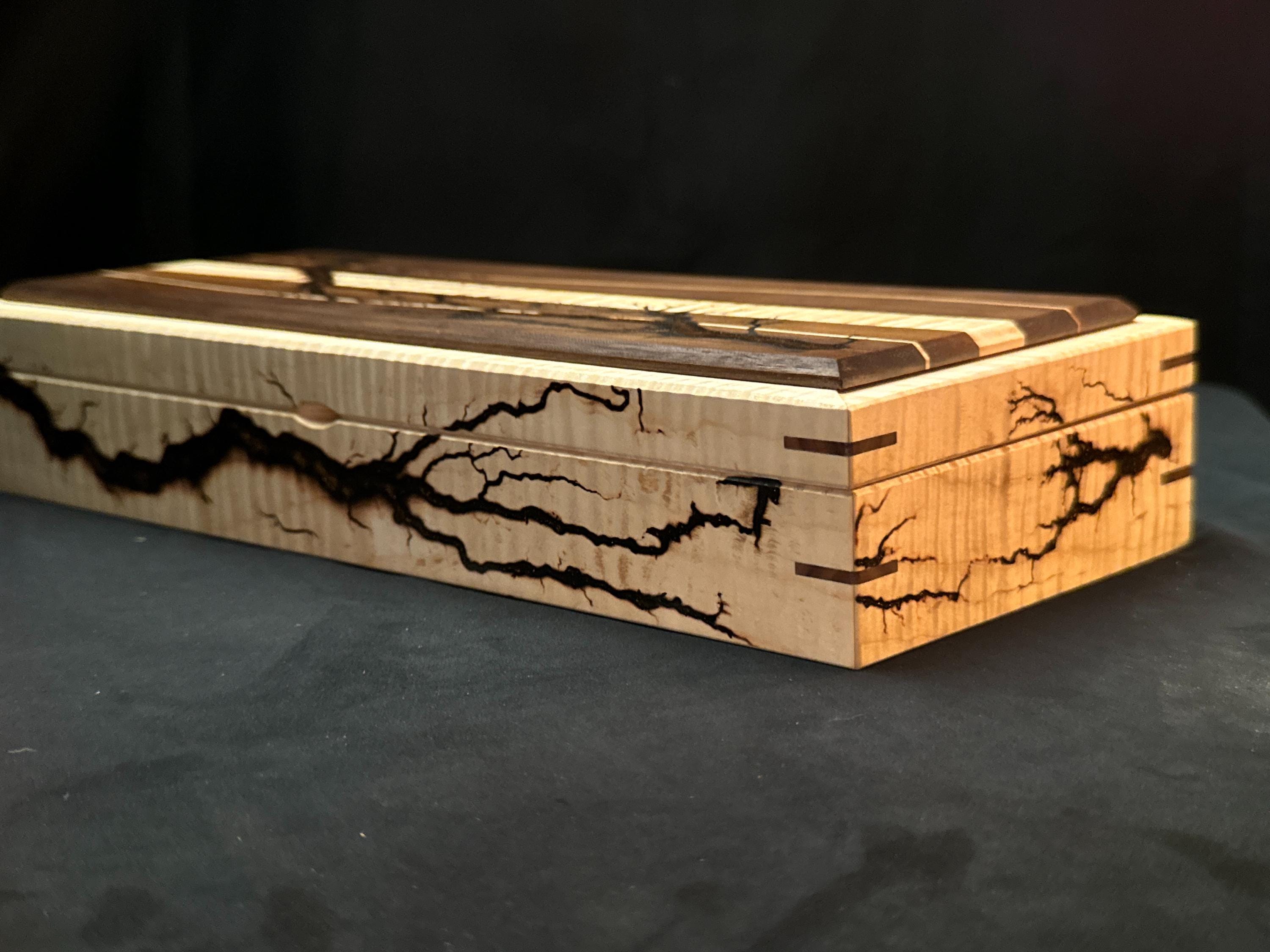 Fractal Burned Keepsake Box: Maple and Walnut Wood Inlay - Etsy