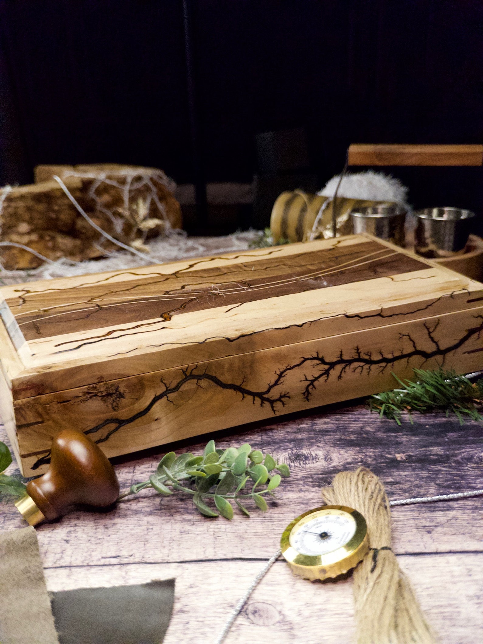 Fractal Burned Keepsake Box: Maple and Walnut Wood Inlay - Etsy