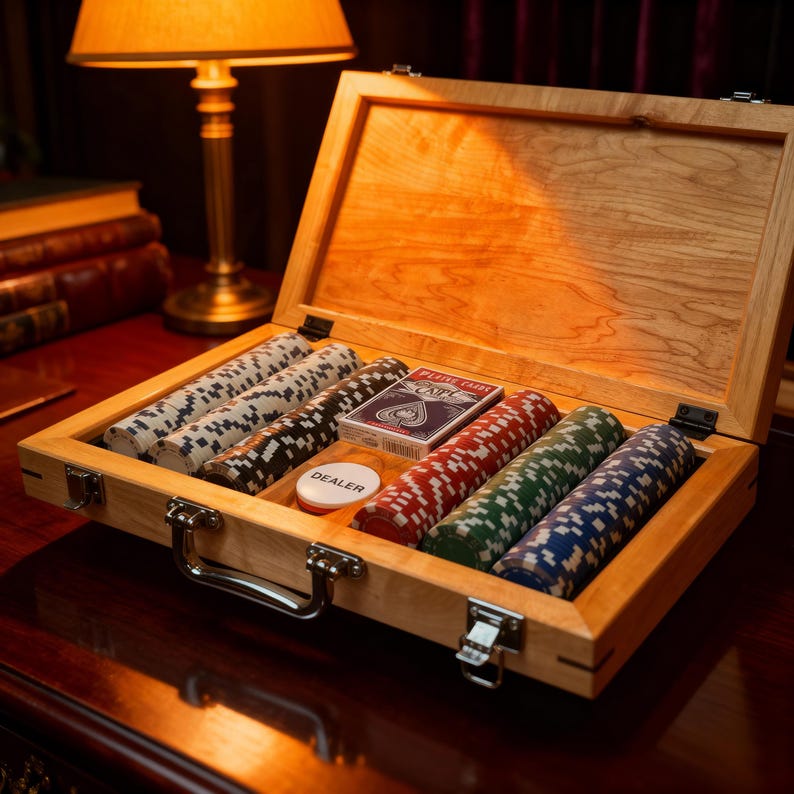 Custom Wooden Poker Chip Case: Handmade Game Storage Box - Etsy