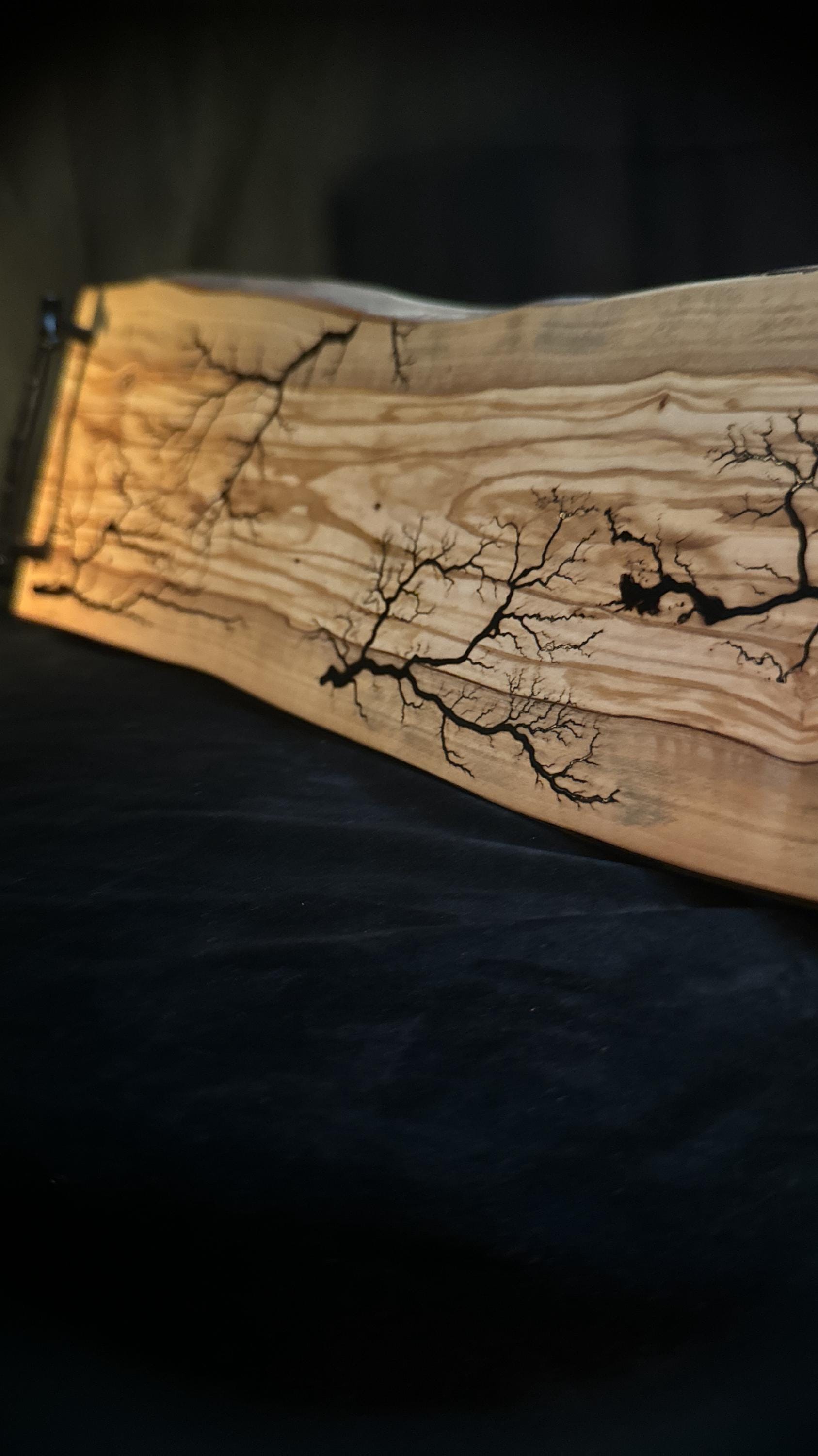 Live Edge Olive Wood Tray Board W/ Fractal Burning / Epoxy Inlay ...